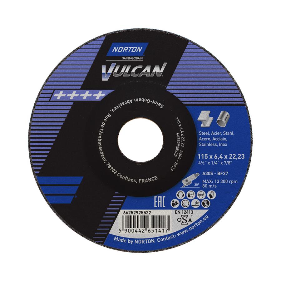 Disco Rebarbar Metal Vulcan 115x6,5 - A30R-T27 BLSKY (@) — Nova Sotecma